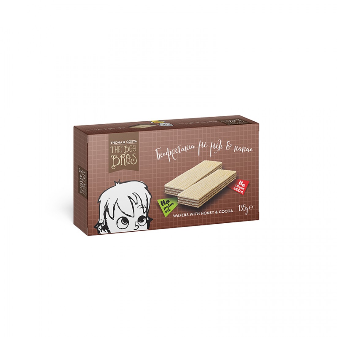 Γκοφρετάκια με μέλι και κακάο 135g - The Bee Bros - healthymarket.gr